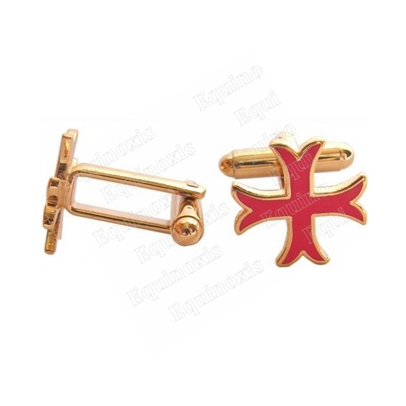 Templar cuff-links – Inward-patted Templar cross – Red enamel – Large