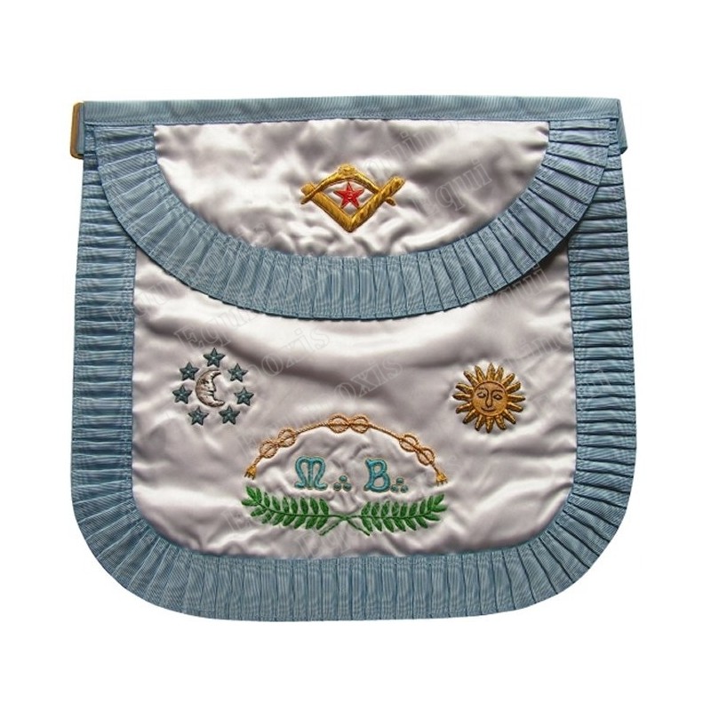 Masonic apron (satin) – Traditional French Rite – Maître 2 – Bords arrondis